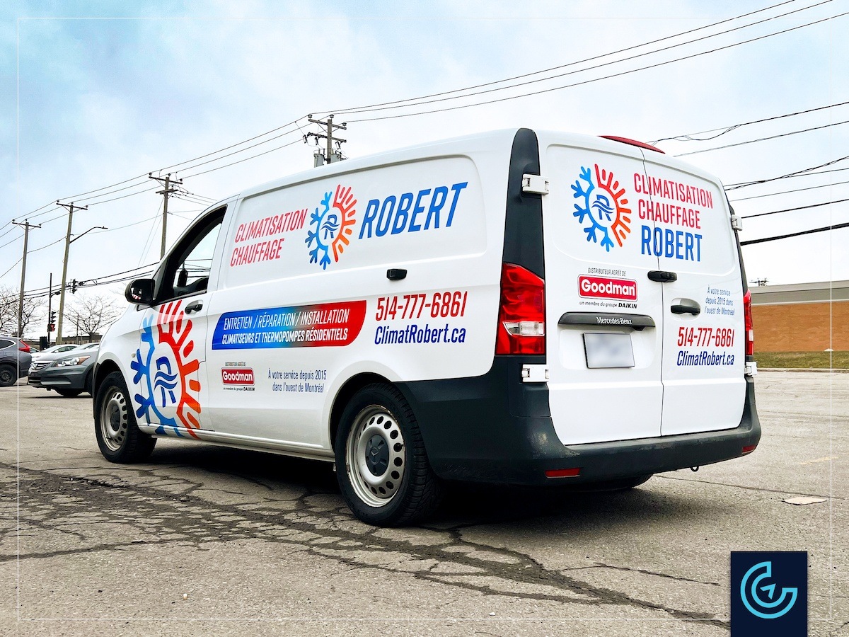 HVAC contractor van lettering: Climatisation Chauffage Robert - Click ...