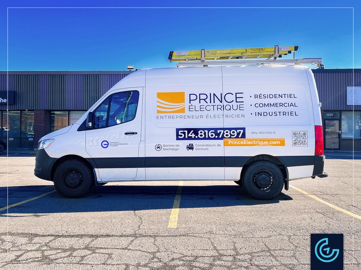 Electrician van lettering for a master electrician: Prince Électrique ...